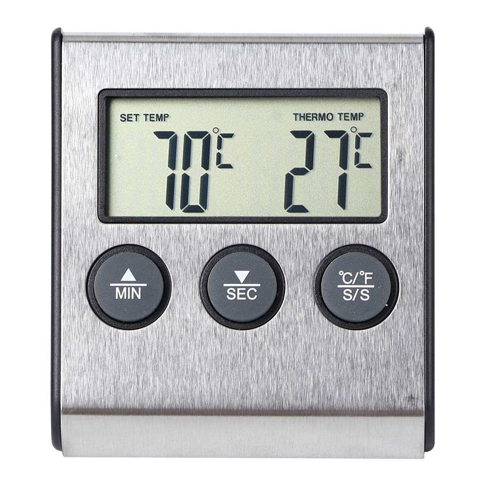 Digital Cooking Thermometer, Kitchen LCD Thermometer, BBQ Thermometer Cooking Meat Grilling Thermometer with Timer Function for Food Store/Grill/Family, Magnet on The Back