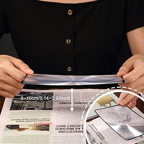 Enhon 3X Page Magnifier 7 x 4.7 Inch Magnifying Sheet Fresnel Lens Page Magnifying Glass for Elderly and People with Low Vision Reading Small Patterns, Maps and Books (8 Pieces)
