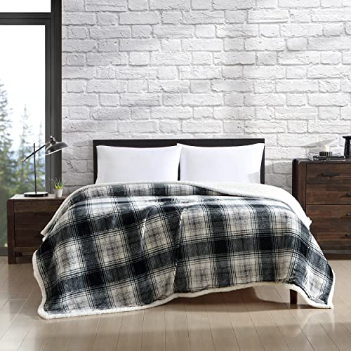 Eddie Bauer- King Blanket, Ultra Soft & Cozy Plush Home DƩcor, All Season Bedding (Vail Plaid Grey, King)
