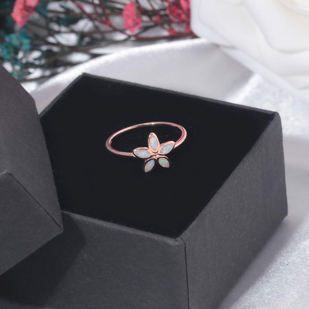 CiNily Flower Opal Ring White Gold Plated Pink Tourmaline Women Jewelry Gemstone Ring Size 6-12 (flower opal ring-pink, 7)