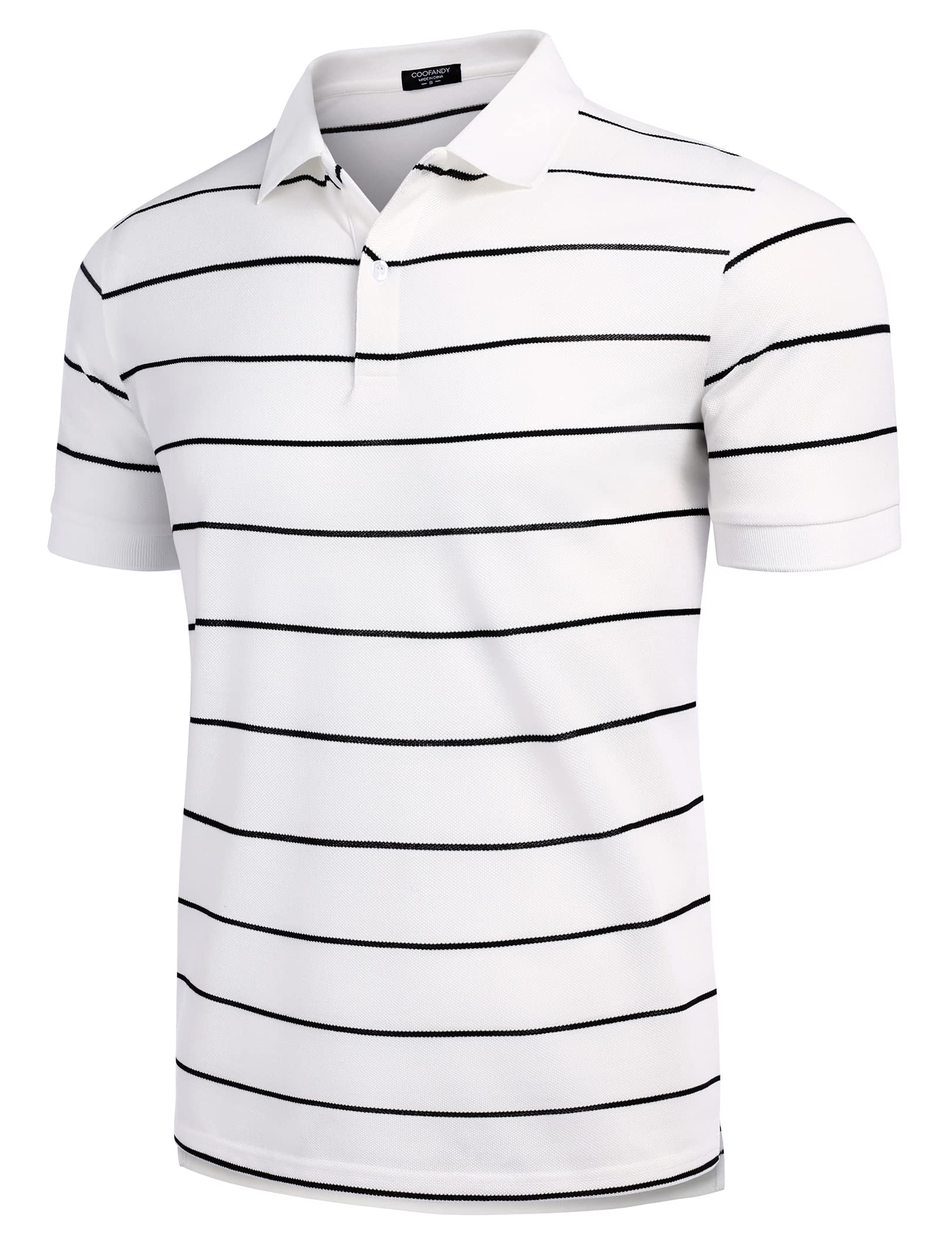 COOFANDY Men's Short Sleeve Polo Shirts Classic Fit Casual Lightweight Striped Golf Polo T Shirts