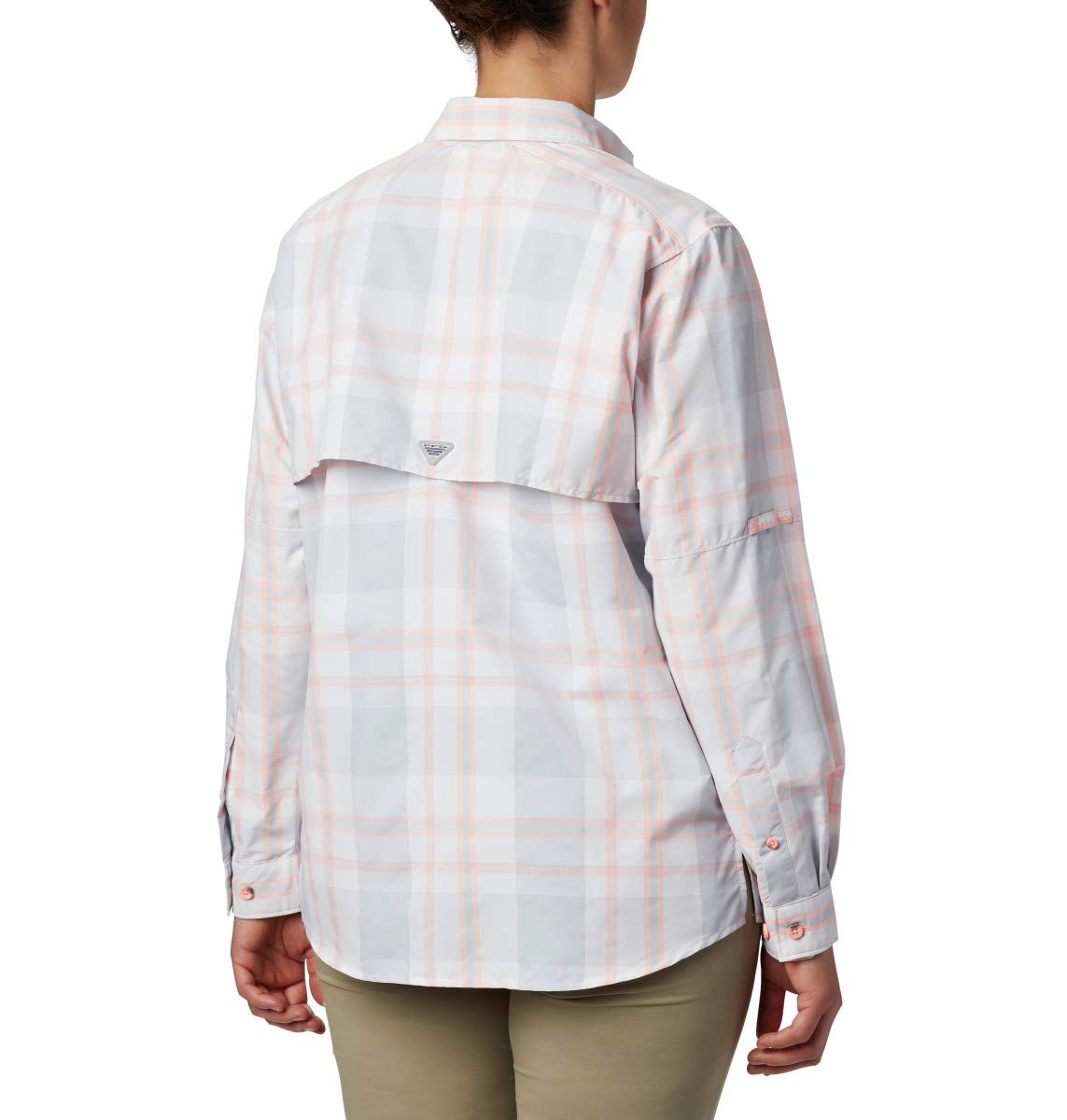 Columbia Women's Standard Super Bahama Long Sleeve Shirt, Tiki Pink Plaid, X-Large