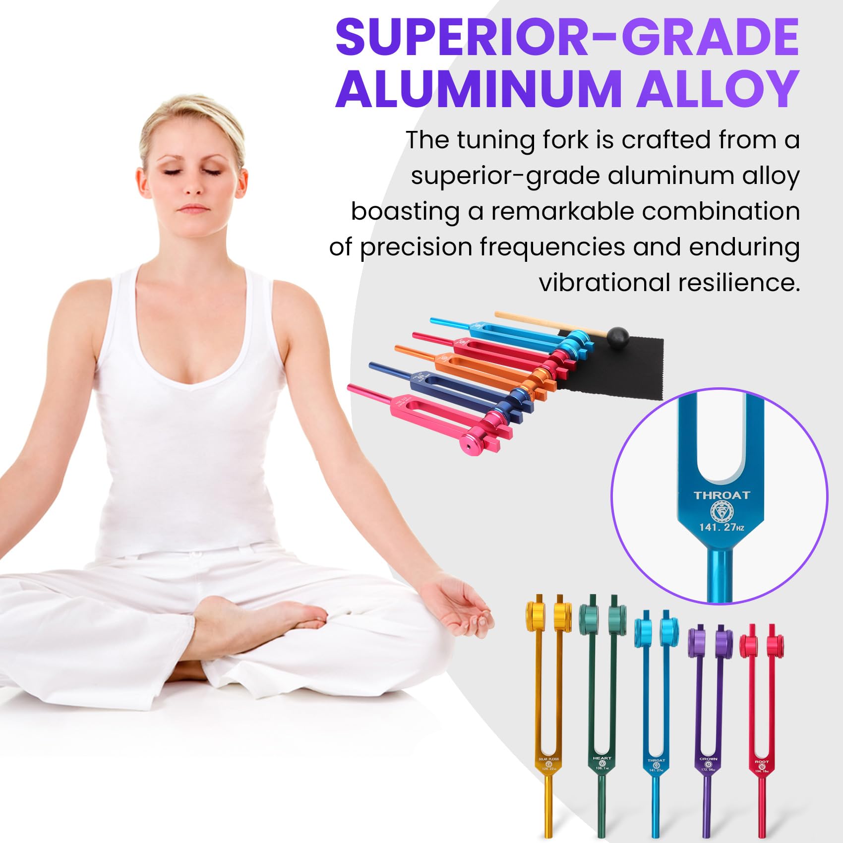 Chakra Tuning Fork Set, Tuning Forks for Healing Chakra Set, 7 Chakra+1 Soul Purpose Weighted Tuning Forks Set Includes Exquisite Aluminium Gift Box,for Meditation, Yoga..