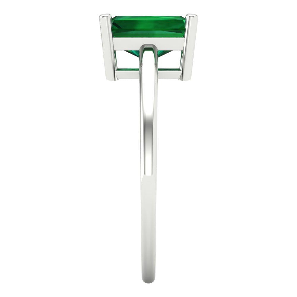 Clara Pucci 2.0 ct Emerald Cut Solitaire VVS1 Green Emerald Wedding Bridal Designer Anniversary Engagement Ring 14k White Gold 5.25