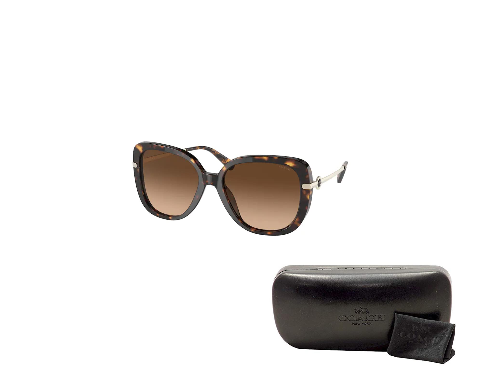 Coach HC8320 512074 55MM Dark Tortoise/Dark Brown Gradient Square Sunglasses for Women + BUNDLE With Designer iWear Eyewear Kit