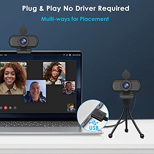 ENKLEN 1080P Webcam with Microphone, C960 Web Camera, 2 Mics Streaming Webcam with Privacy Cover, 110°View Computer Camera, Plug&Play Calls/Conference, Zoom/Skype/YouTube, Laptop/Desktop