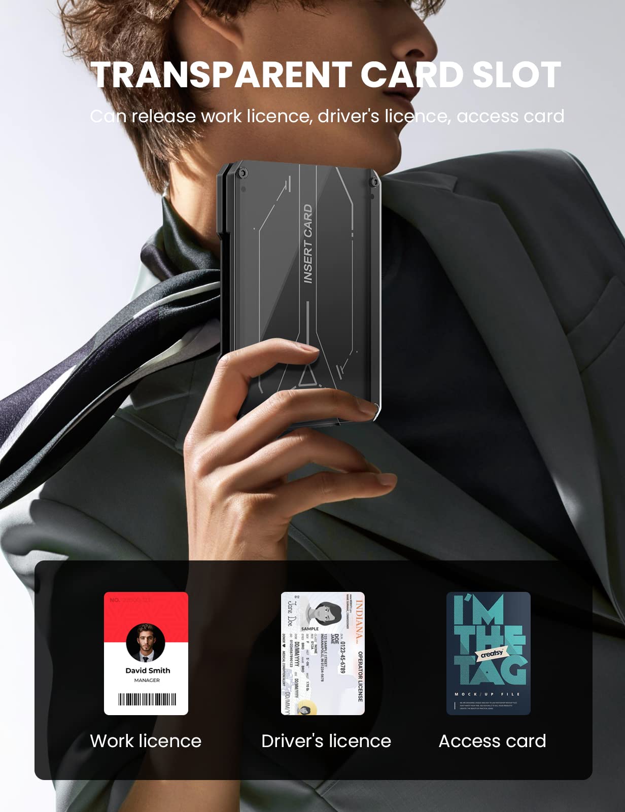 Elilier Card Holder Slim Wallet for Men, Minimalist Wallet with ID Card Holder for Men, RFID Blocking Thin Wallet, Holds Up 15 Cards with Money Clip, Front Pocket