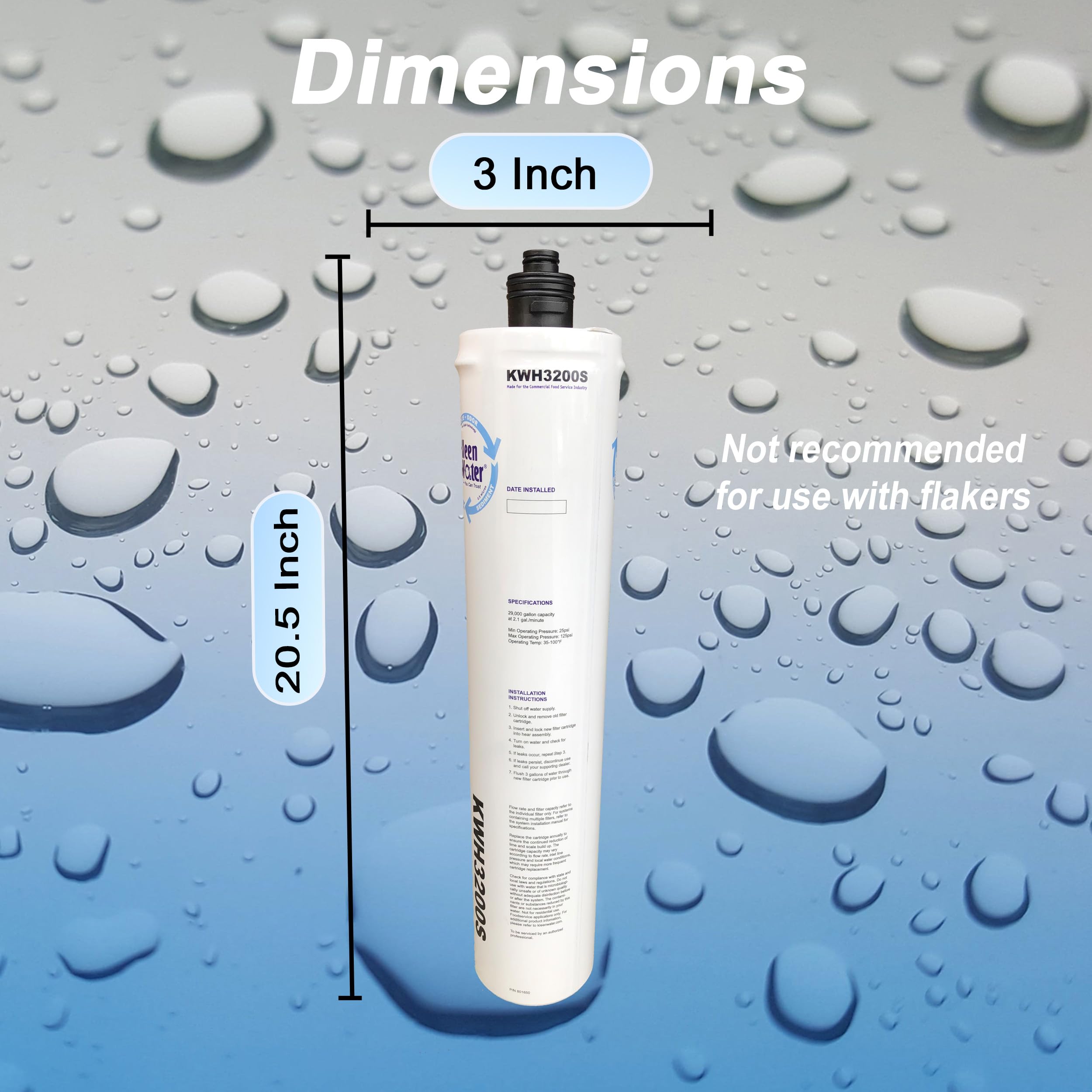 KleenWater KWH3200S Compatible with Hoshizaki 4HC-H H9655-11 Commercial Water Filter, Set of 3