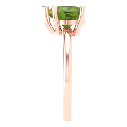 Clara Pucci 2.0 ct Heart Cut Solitaire Natural Peridot 5-Prong Engagement Bridal Promise Anniversary Ring 18K Rose Gold Size 8.75