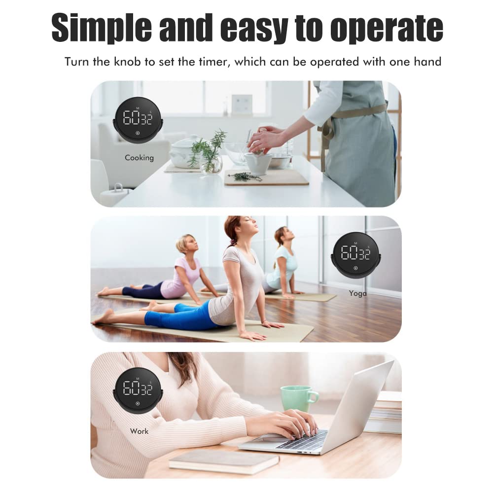 Digital Kitchen Timer - Magnetic with Large LED Display, Volume Adjustable Countdown/up Clock, Twist One Button Operation for Teacher Kids and Elderly,for Classroom Home Work Fitness
