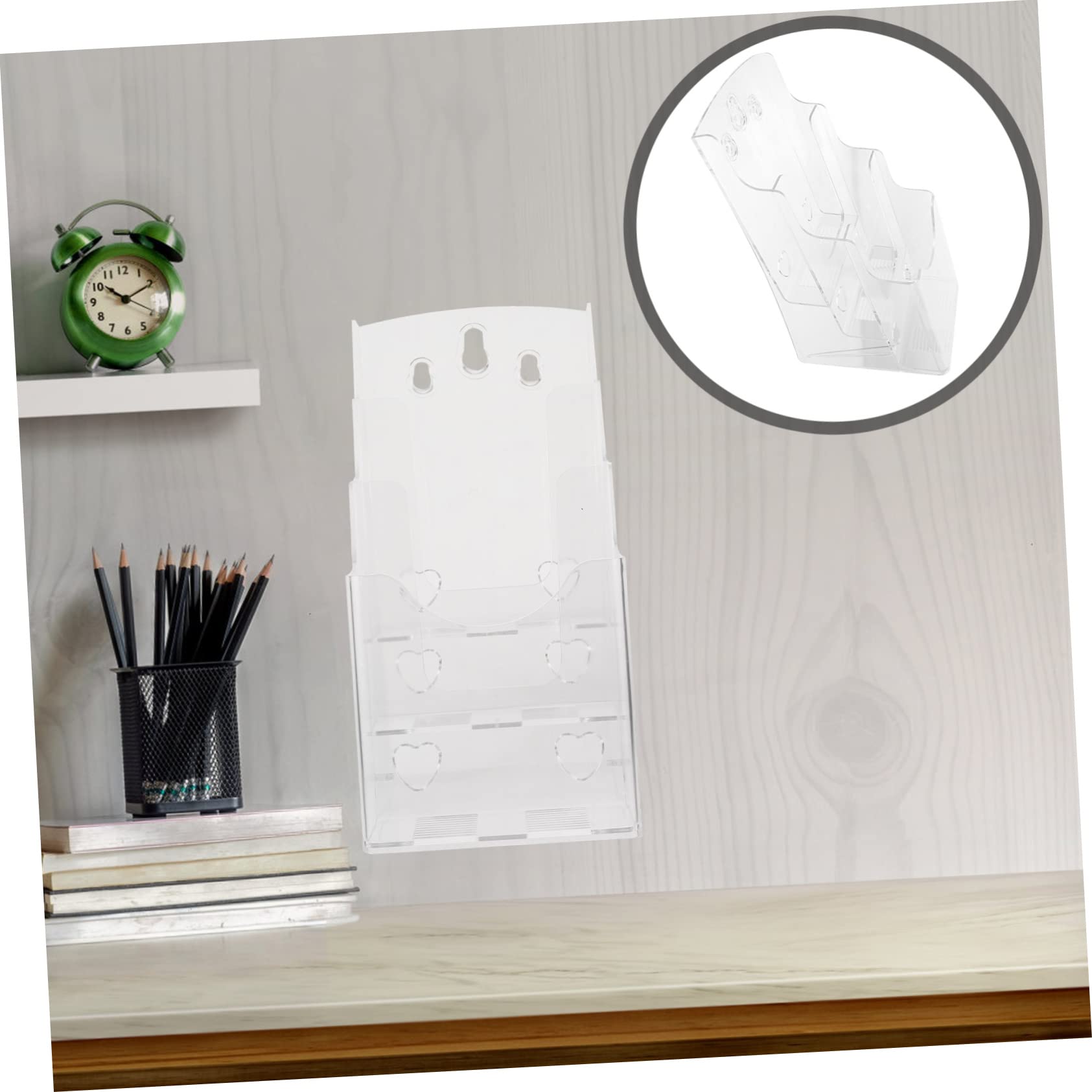 Folding Rack Desktop Brochure Holder Wall Pamphlet Holder File Storage Rack File Holder Rack Acrylic Brochure Holder Clear File Rack Wall Mount Flyer Holder Clear Pamphlet Rack