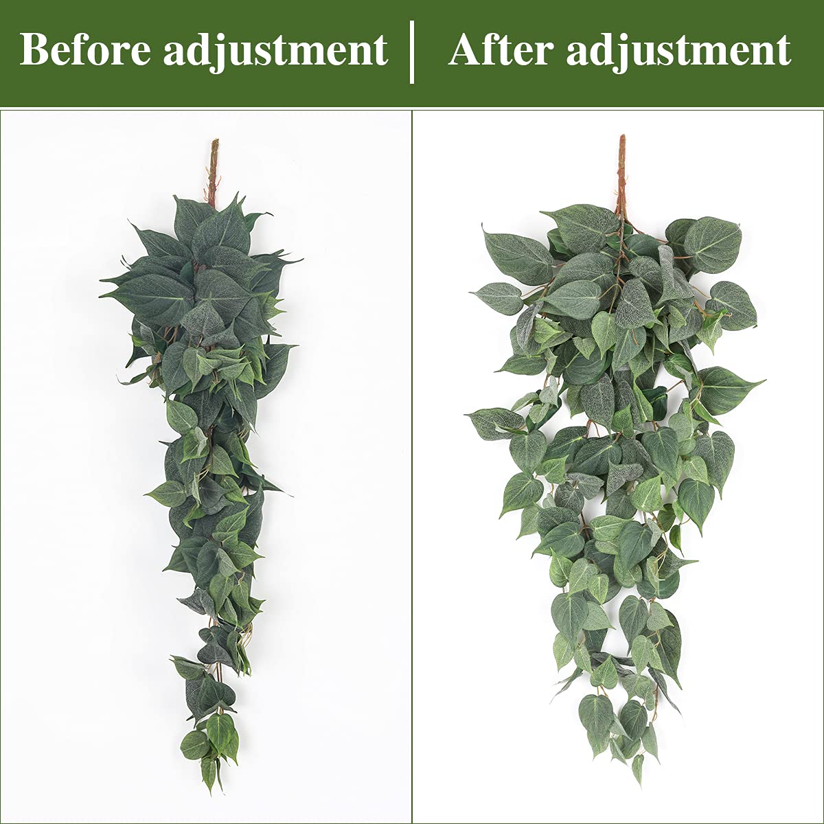 Veryhome Artificial Hanging Plants, 3.2FT Fake Ivy Vine for Wall Indoor Outdoor Decoration, Scindapsus Leaves for Home Room Garden Decor (Scindapsus Leaves)