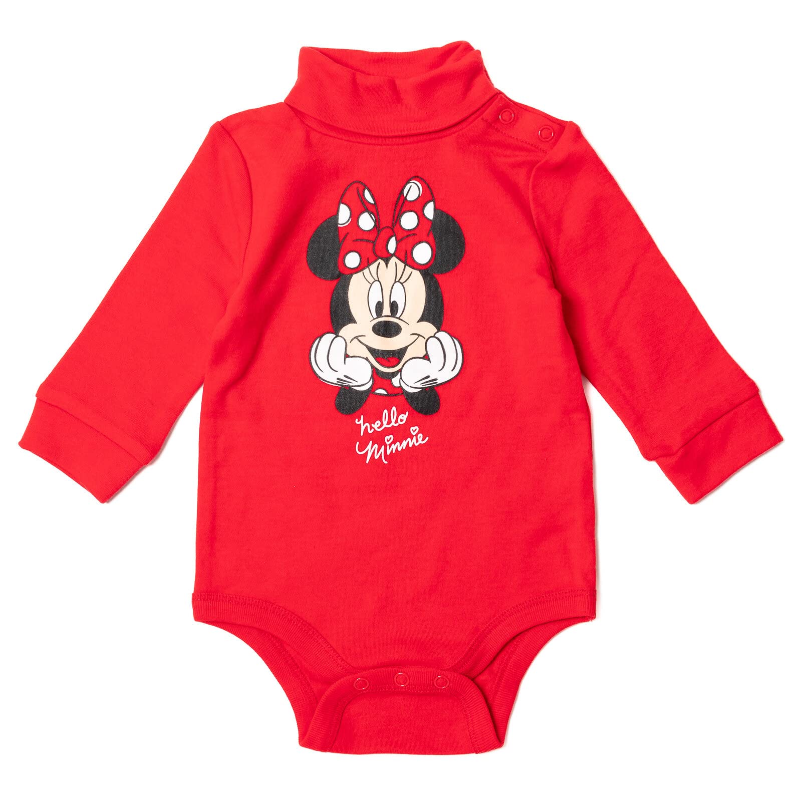 Disney Minnie Mouse Newborn Baby Girls 2 Pack Turtleneck Cuddly Bodysuits Red/Black 6-9 Months