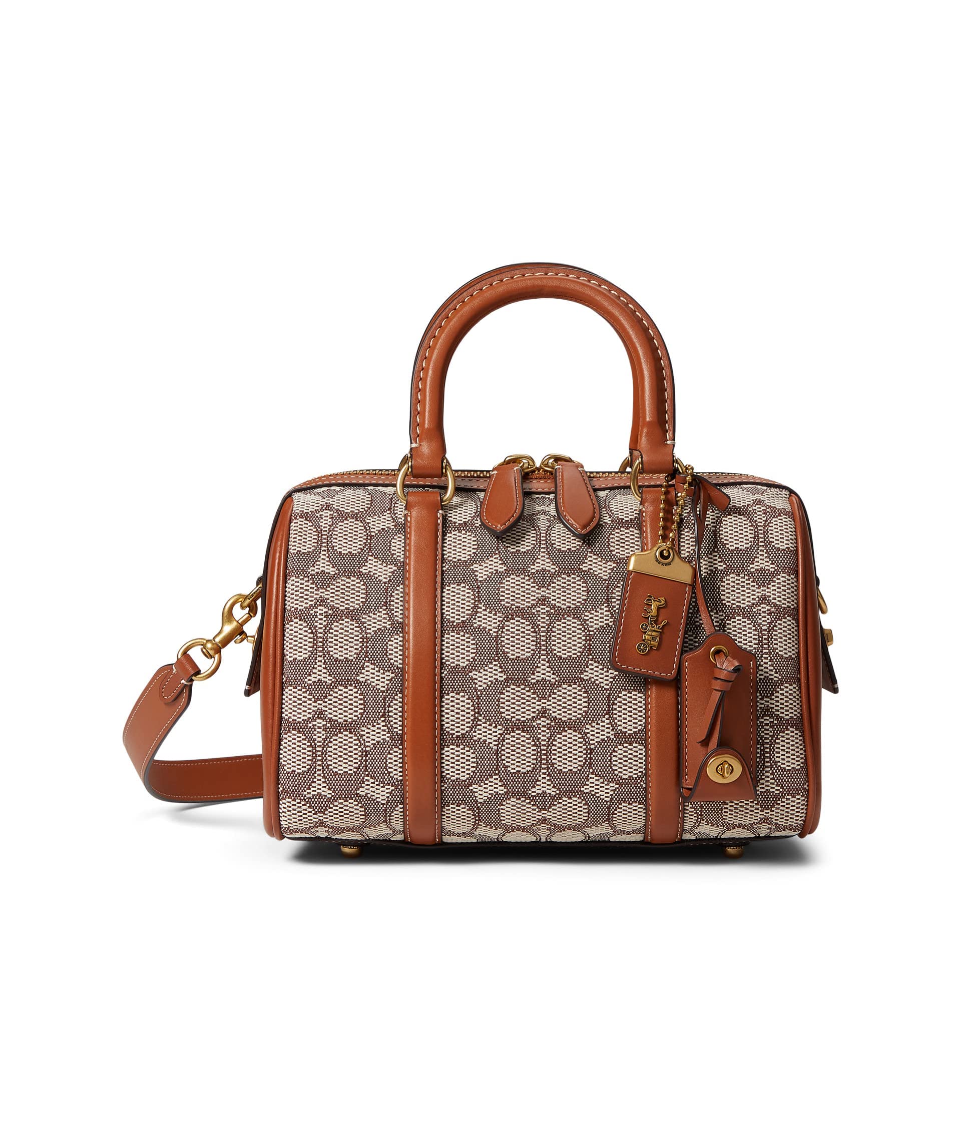 Coach Signature Textile Jacquard Ruby Satchel 25 Cocoa/Burnished Amber One Size