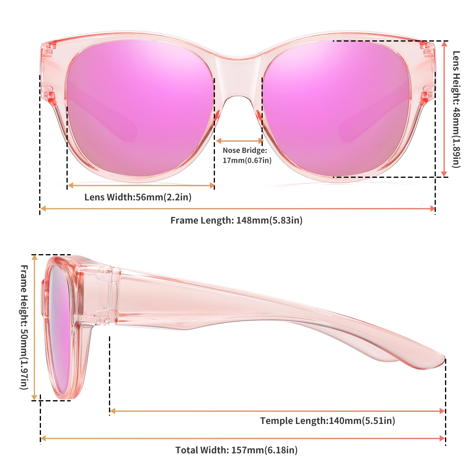 GEGURI Fit Over Glasses Polarized Sunglasses for Women & Men, Stylish Cat Eye Design Sun Glasses 100% UV Protection