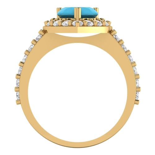 Clara Pucci 2.25 ct Heart Cut Solitaire Halo Genuine Simulated Turquoise Engagement Promise Anniversary Bridal Ring 18K Yellow Gold 3.5