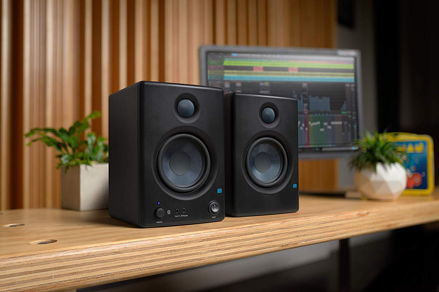 PreSonus Pair of Eris E3.5 BT 2-Way Studio Bluetooth Monitors with Studio One Prime DAW Studio Magic and Plug-in Suite Software Pack and LyxPro Condenser Recording Microphone Kit and Headphones