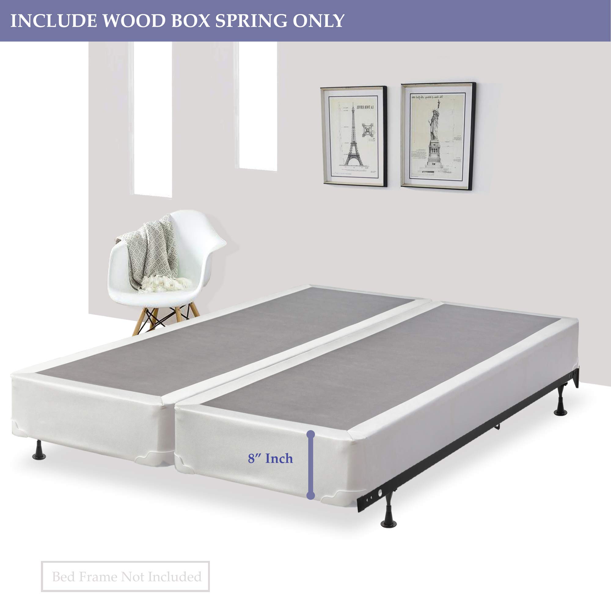 Mayton 8-Inch Wood Split Traditional Box Spring/Foundation For Mattress Set, Queen