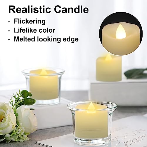 Flameless Candles with Remote LED Tealight Candles Tea Lights Votive Candle with Timer, Unscented Outdoor Flickering Warm White Flame Fake Candles, Battery Operated Candles 200 Hours - 6 Set x 1.3"