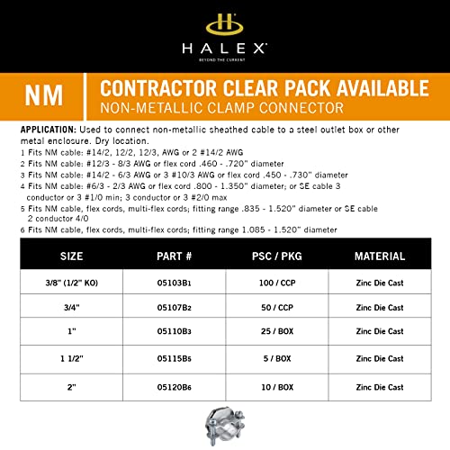 Halex β 3/8 Inch Non Metallic Twin Screw Clamp Connectors β 05103B β 100 Per Pack