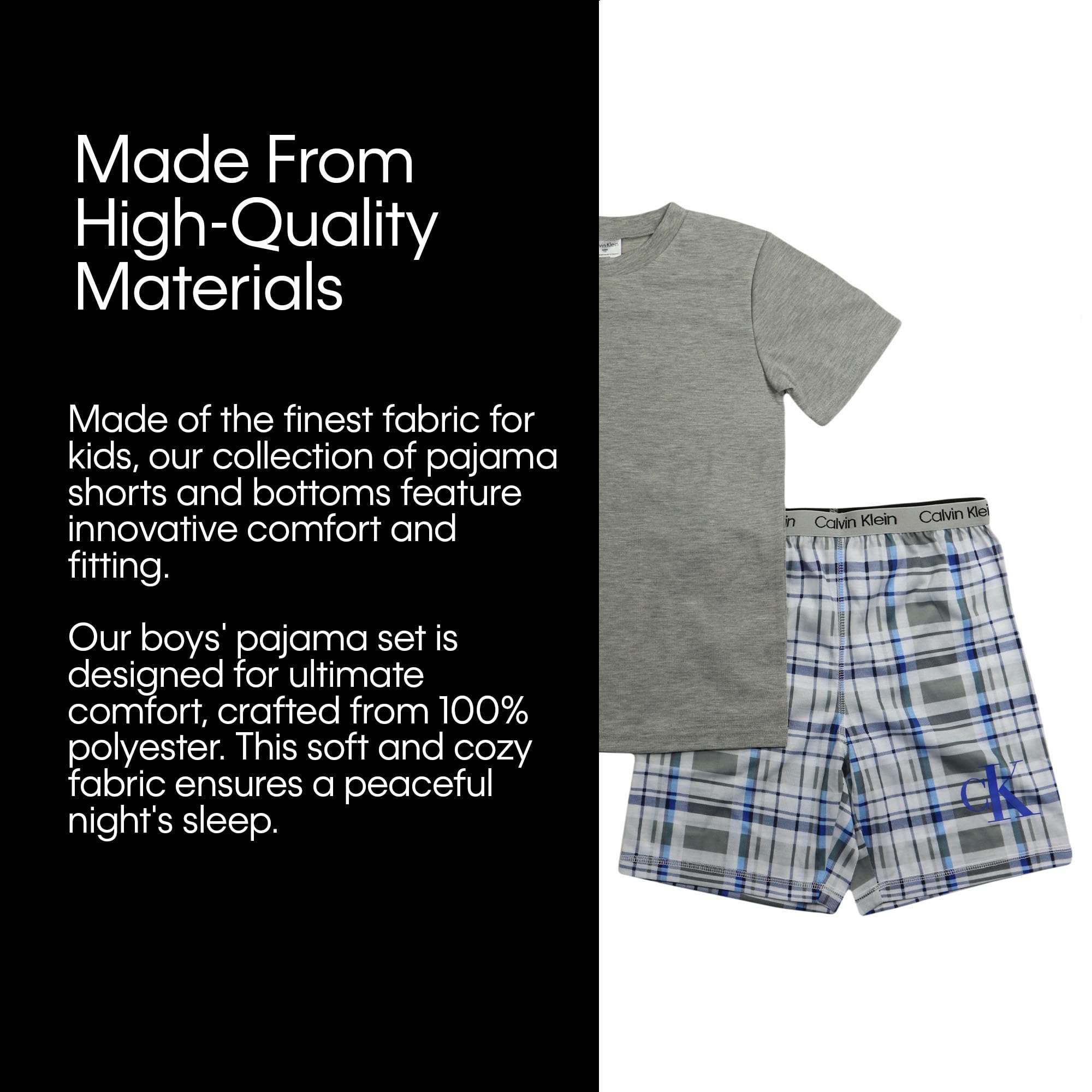 Calvin Klein Boys' Little 2 Piece Sleepwear Top and Bottom Pajama Set, Calvin Camo, Large