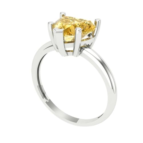 Clara Pucci 2.0 ct Heart Cut Solitaire Stunning Yellow Moissanite Bridal Designer Anniversary Engagement Ring 14k White Gold SZ 10.5