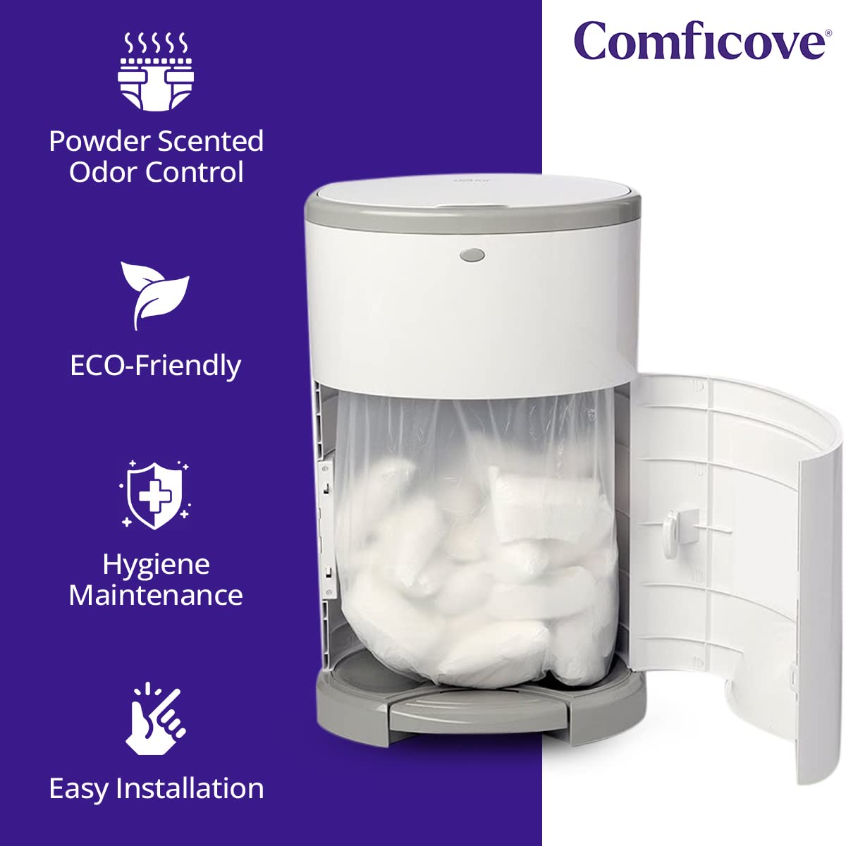COMFICOVE Refills Compatible with DEKOR PLUS Diaper Pails | 4 Pack | Extra Thick Diaper Pail Refill Liners | Fresh Scent | Easy to Replace and Dispose of Diaper Bag | Odorless Baby Diapers Disposal