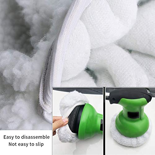 KingBra Car Polisher Pad Bonnet Wax Bonnet Set (7 to 8 Inches), 5Pcs Soft Microfiber + 3Pcs Wool Polishing Bonnet Orbital Buffing Pad Cover Waxing Bonnet for Car Polisher