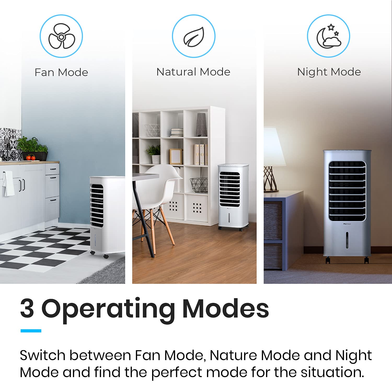 Pro Breeze Evaporative Air Cooler For Room Cooling Fan - 3-in-1 Air Cooler Portable with 6 QTS Tank, 70° Oscillation & 7hr Timer - Portable Swamp Cooler with Remote Control