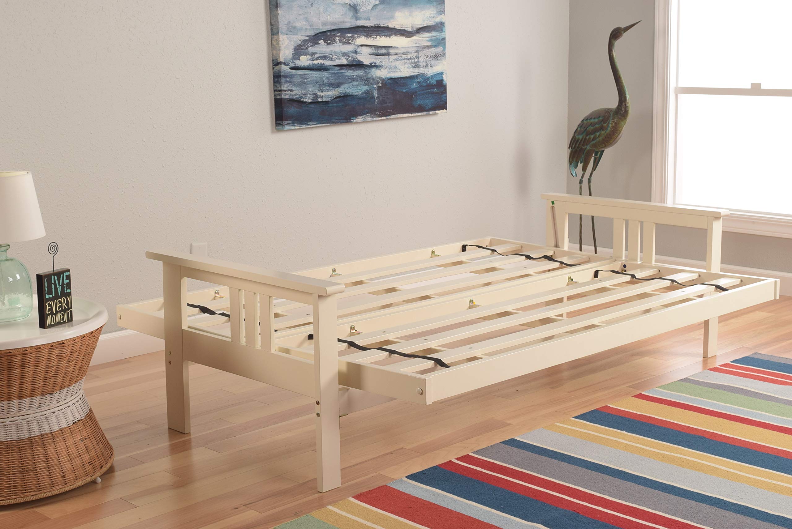 Kodiak Furniture Monterey Frame with Linen Fabric Mattress in Antique White/Blue