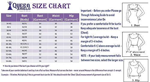 QUEEN SHIELD Women's Chikan-Kari Kurta (White)(2X-Large)(44#White#1010)