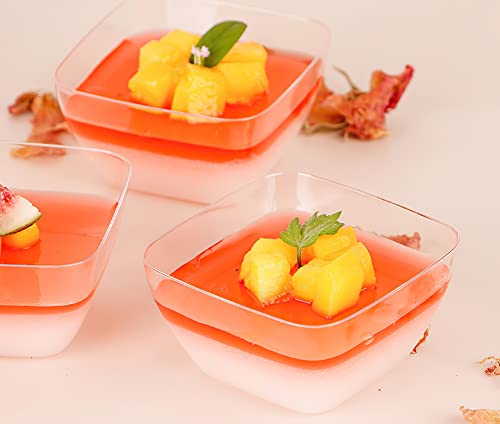 Kingrol 100 Ct Mini Dessert Cups with Spoons, 2 Ounce Appetizer Cups, Disposable Clear Bowls for Mousse, Puddings, Entrees, Sundaes - Perfect for Parties and Special Occasions