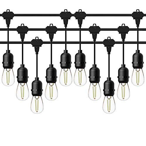 GOODSMANN LED Outdoor Low Voltage String Lights 12V AC 10PCS 2W Bulbs 135 Lumens Hanging Landscape Lighting 2800K 50 FT String Weatherproof Decorative Lights for Patio Lights