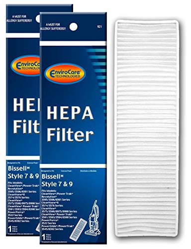 EnviroCare Premium Replacement HEPA Filtration Vacuum Cleaner Post Motor Filter made to fit Bissell Style 7, 9, & 16 Upright Vacuums 2 Filters