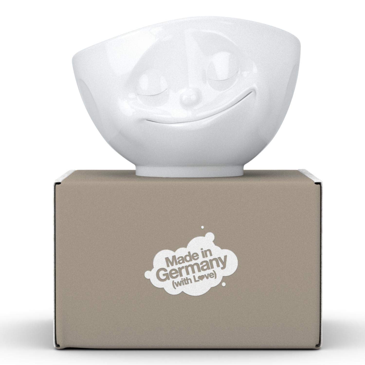 FIFTYEIGHT PRODUCTS TASSEN XL Porcelain Bowl, Happy Face Edition, 33 oz. White (Single Bowl), Extra Large Bowl