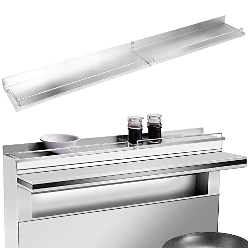 Flaovoth Shelf for Stove Top, 30’’ Shelf for Kitchen Stove Stainless Steel Over the Stove Spice Rack with Rail to Prevent Falling, Non Magnetic