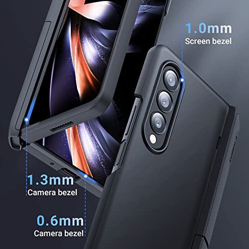TORRAS Armor Stand Galaxy Z Fold 4 Case, [MIL-Grade Hinge Protection] [Invisible Kickstand for Full Screen Viewing], Matte Hard Case Slim Protective Designed for Samsung Galaxy Z Fold 4 Case Black