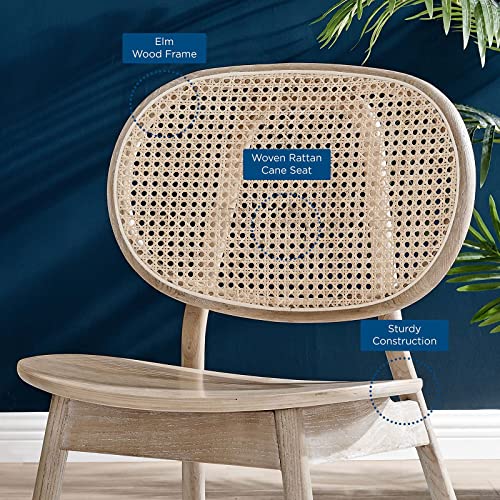 Modway Malina Wood Cane Rattan in Gray, Dining Side Chair