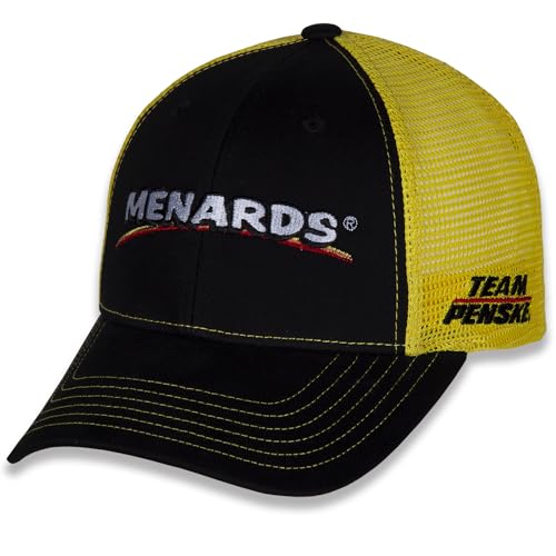 Checkered Flag Sports Ryan Blaney #12 NASCAR 2023 Menards Sponsor Adjustable Yellow and Black Trucker Mesh Hat