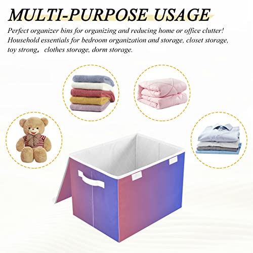innewgogo Red Blue Gradient Storage Bins with Lids for Organizing Foldable Storage Bins with Handles Oxford Cloth Storage Cube Box for Pets Toys