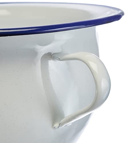 ibili Chamber Pot Blanca 3,5 l of Enamelled Steel, White/Blue, 24 x 24 x 12 cm