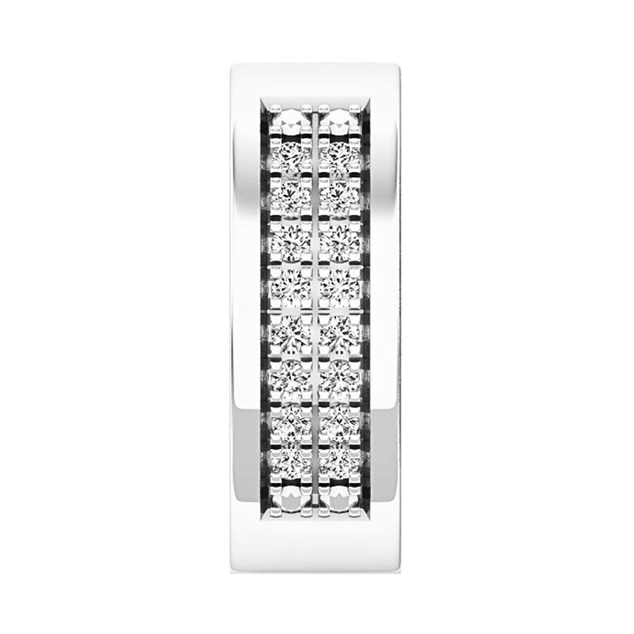 Dazzlingrock Collection Round White Diamond Unisex Double Row Mini Hoop Earring 1 Pc Only (0.06 ctw, Color I-J, Clarity I2-I3) in 925 Sterling Silver