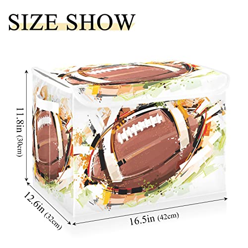 innewgogo Sketchy Football Storage Bins with Lids for Organizing Storage Basket with Handles Oxford Cloth Storage Cube Box for Car