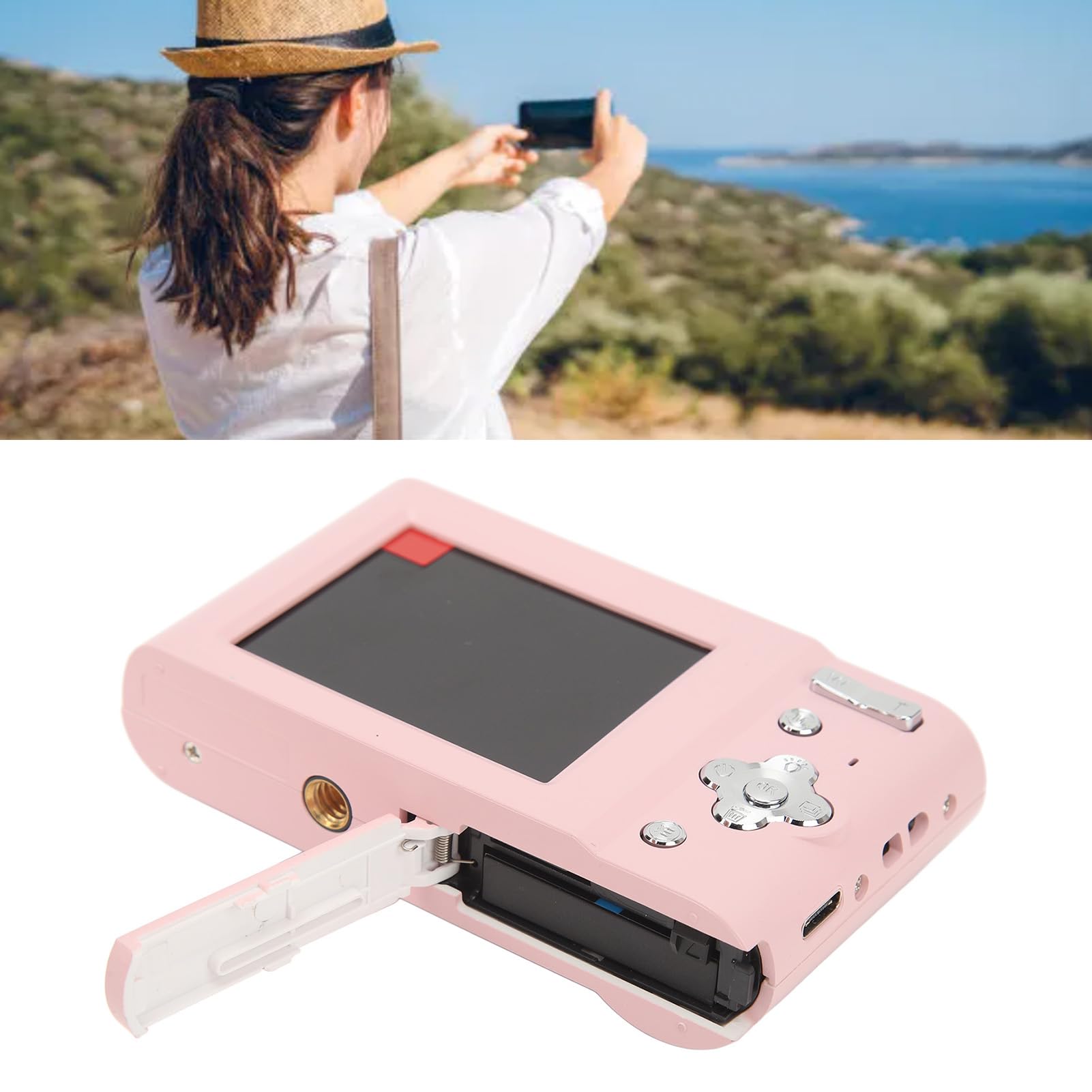Compact Digital Camera, 44MP Auto White Balance, 16:9 Image Ratio, Vlogging Camera, Auto Focus, 2.4 Inch IPS Screen, Portable for Travel