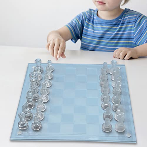 rockible Crystal Chess Board Adults Play Set Frosted Chess Board Set Portable Elegant Chess Set for Adult for Camping Picnics Leisure Gift Activity