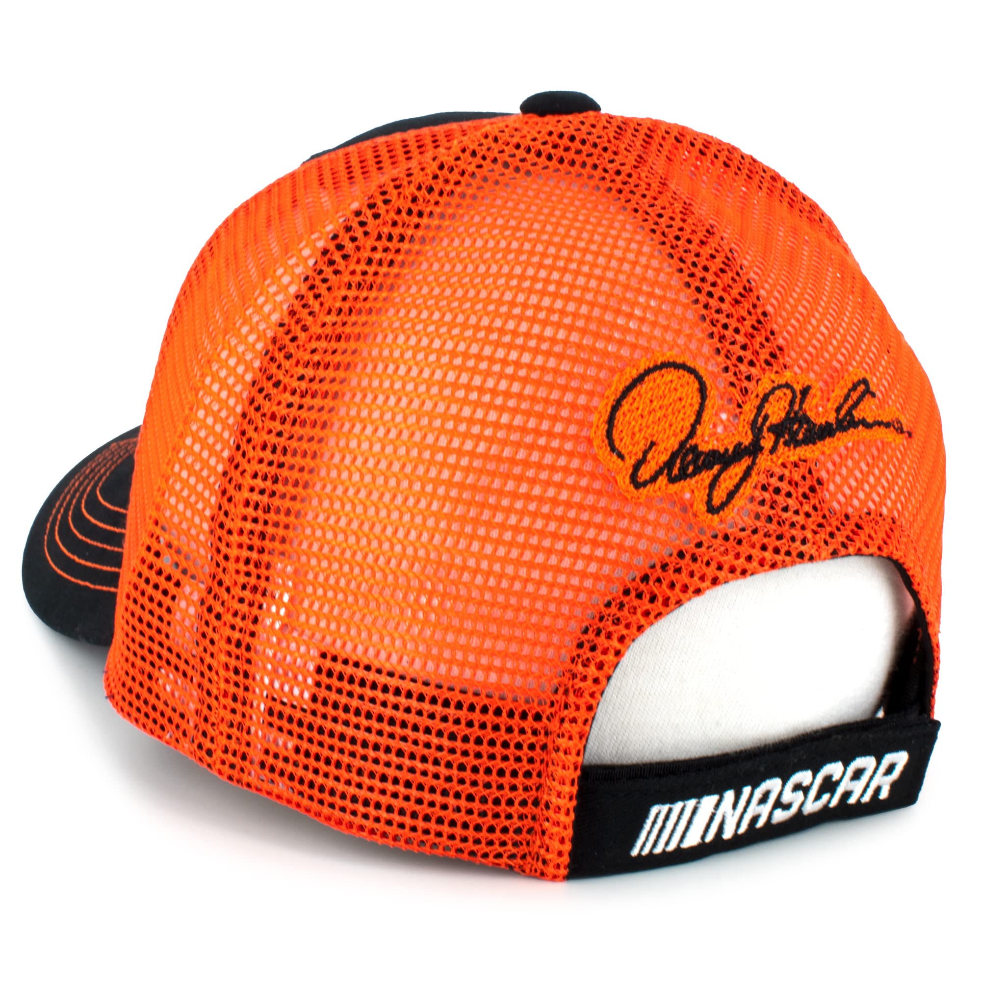 Checkered Flag Denny Hamlin Victory Lane FedEx Racing Sponsor Team Mesh Hat Black/Orange
