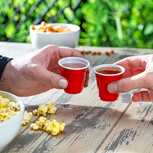 Comfy Package GUSTO [300 Count] 2 oz. Mini Plastic Shot Glasses - Red Disposable Jello Shot Cups (Formerly