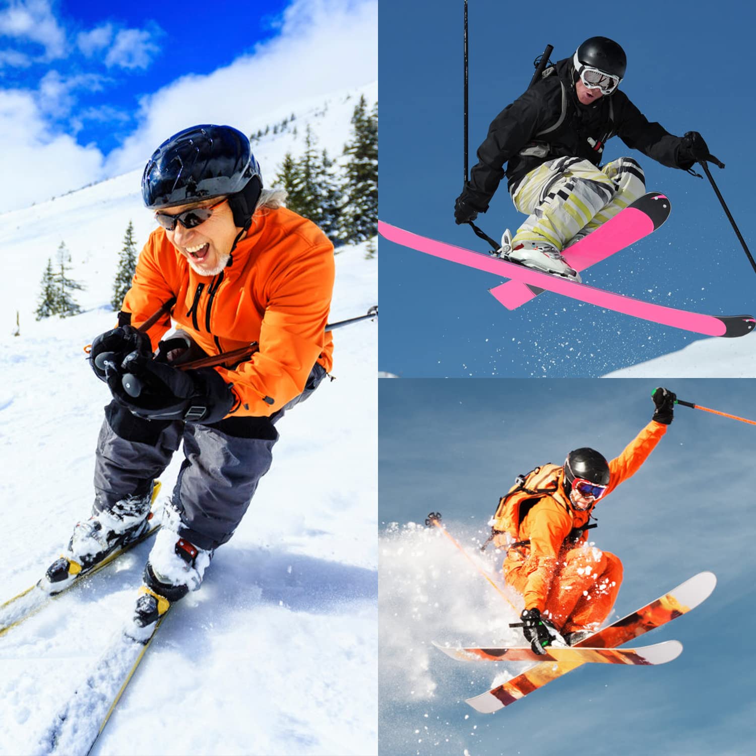 CS CELERSPORT 2 Pack Merino Wool Men's Ski Socks with Full Cushion, Winter Warm Thermal Socks for Skiing Snowboarding, Light Grey+Orange, Large
