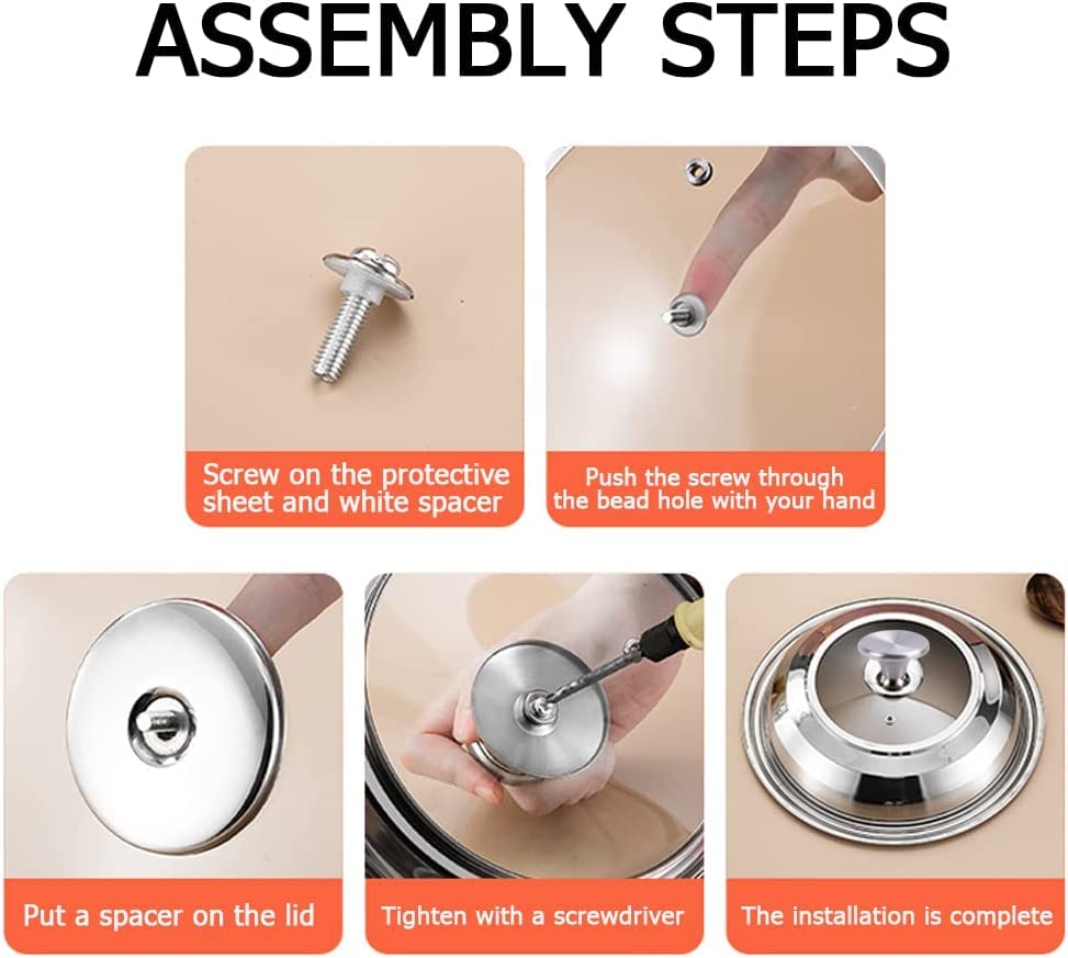 Dutch Oven Knob Stainless Steel Replacement Handle for Le Creuset,Aldi,Lodge and Other Enameled Cast-Iron Dutch Oven Pot Lid Knob Replacement(Silver 1 Set)