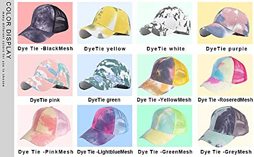 Criss Cross Hat Washed Distressed Baseball Cap Ponytail Hat High Messy Bun Ponycap for Women